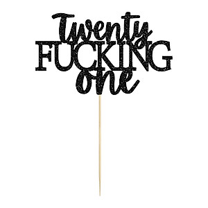 Gyufise 21st Birthday Cake Topper Twenty One Cake Decoration for 21st Birthday Legal AF Cake Decor Finally 21 Cake Topper Party Supplies Black