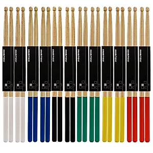 Suwimut 12 Pairs Drum Sticks with Non-Slip Rubber Handle, Classic 5A Maple Wood Tip Drumsticks for Kids, Adults and Beginners, Professional Musical Instrument Percussion Accessories, 6 Colors