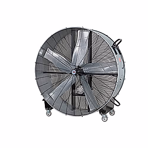 K Tool International 77760; 60” Belt Drive Drum Fan, Ideal for Warehouses and Barns, 4 Casters for Easy Mobility Around the Shop or Garage, High Velocity 2 Speed Motor Produces 22,100 Max CFM, Gray