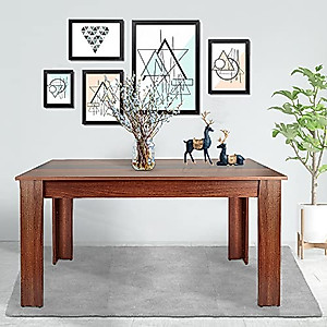 MKJLWO Wooden Dining Table for 4 to 6，Rectangular Dining Room Table Wood Kitchen Table Rustic Farmhouse Dinner Table Restaurant Tables，Walnut