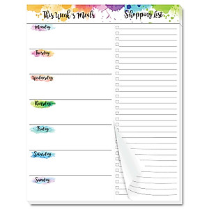 Weekly Meal Planner - Undated Magnetic Notepads with Grocery List, 7" x 9",52 Weeks, Meal Planning Pad for Refrigerator Door with Tear-Off Shopping List, Hanging Food/Menu Organizer Notepad