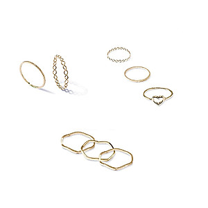 Sither 9 Pcs Women Rings Set Knuckle Rings Gold Bohemian Rings Vintage Gem Crystal Rings Joint Knot Ring Sets for Party Daily Fesvital Jewelry Gift