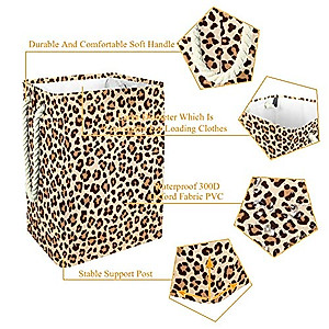 AISSO Large Laundry Hamper Basket Waterproof Dirty Cloth Storage Bins with Handle for Bedroom Laundry Room Bathroom Cheetah Leopard Skin Print