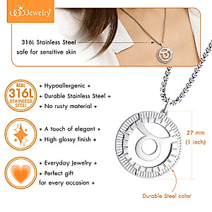 555Jewelry Stainless Steel Taurus Necklace for Wife, Horoscope Constellation Necklaces for Women ‎& Ladies, Zodiac Sign Pendant for Men, Astrology Necklace for Her, 18 Inch, Silver