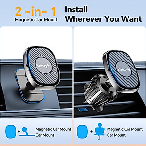 Kaistyle Magnetic Phone Holder for Car【Dash +Vent】 iPhone Magnetic car Mount for Cell Phone【Super Magnets】 Phone Holders for Your Car Magnetic Phone Mount Holder for All Smartphones & Tablet
