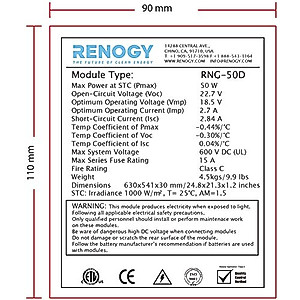 Renogy KIT-BUNDLE50D 12 Volt Monocrystalline Solar, Bundle 50W Kit, Bundle Kit with 10A PWM LCD Charge Controller