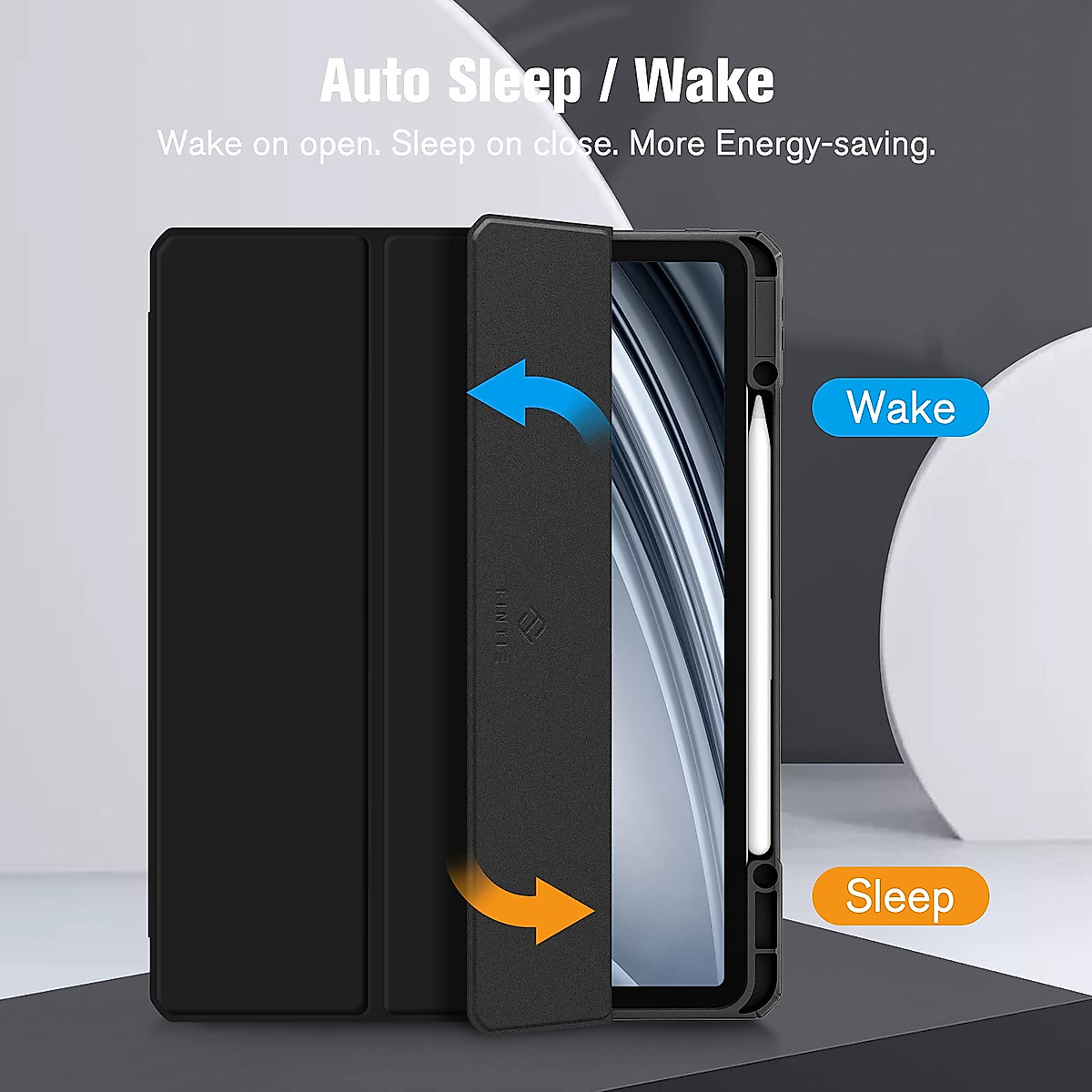 Fintie Hybrid Slim Case for iPad Pro 12.9-inch 6th Generation 2022, [Built-in Pencil Holder] Shockproof Cover w/Clear Transparent Back Shell, Also Fit iPad Pro 12.9" 5th/4th/3rd Gen, Black