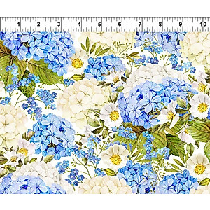 in The Beginning Periwinkle Spring 3PS1 Packed Flowers Print Fabric