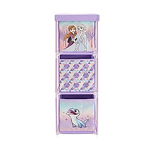 Idea Nuova Disney Frozen 3 Tier Fabric Storage Organizer with 3 Cubes and Removable Lid