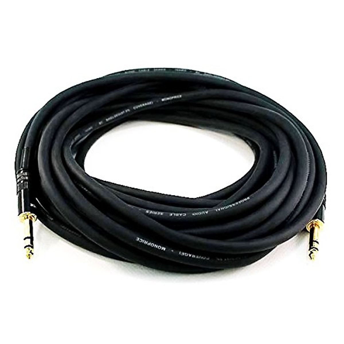Monoprice 104800 Premier Series 1/4 Inch (TRS) Male to Male Cable Cord - 100 Feet- Black 16AWG (Gold Plated)