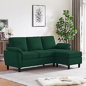 Tornama 79" Convertible Sectional Sofa, Small L Shaped 3 Seat Couch with Reversible Chaise, Modern Linen Fabric Sofa Couches for Living Room, Apartment and Small Space, Green