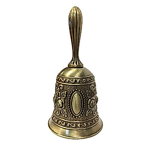 iFavor123 Ornate Hand Bell Intricately Embellished Multi-Purpose Call Bell (Bronze)