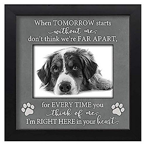 Dog loss picture frame, pet memorial gift with quote - when tomorrow starts without me don't think we're far apart 050 BL-9