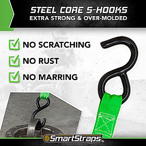 SmartStraps Ratchet Straps - 6ft GRN Padded Ratchet 2pk 1,500lb , green -SMAR138