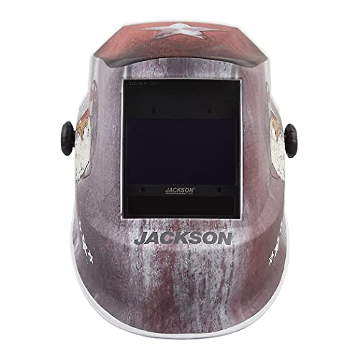 Jackson Safety Premium Auto Darkening Welding Helmet 4/5-13 Shade Range, 1/1/1/1 Optical Clarity, 1/25,000 sec. Response Time, 370 Speed Dial Headgear, Freedom Graphics, Red/White/Blue, 47103