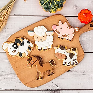 Flycalf Farm Cookie Cutter Sheep With Handle Plunger Stamps 3D Biscuit Cutter Baking PLA Mold DIY for Kitchen 3.5" Tools for Baby Shower Family Birthday Party