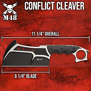 United Cutlery M48 Conflict Cleaver With Vortec Sheath | 2Cr13 Cast Stainless Steel Blade | Injection-Molded Nylon Handle | Karambit-Style Pommel | Vortec Belt Sheath | Great for Chopping and Hacking Jobs | 11 1/4" Overall