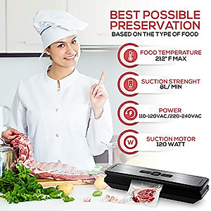 Nutrichef PKVS45STS Upgraded Sealer Vacuum Air Sealing System for Food Preservation w/Starter Kit | Compact Design, Lab Tested | Dry & Moist Mode, Automatic/Silver