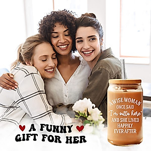 9CLEVER A Wise Woman Once Said I'm Outta Here - Retirement Gifts for Women, Coworker - Retirement Going Away Goodbye - Farewell Gifts for Coworkers, Funny Retirement Gift for Man, 16 Oz Can Glass