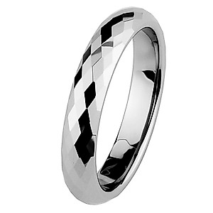 GoldenMine 4mm Faceted Tungsten Wedding Band - Size 9