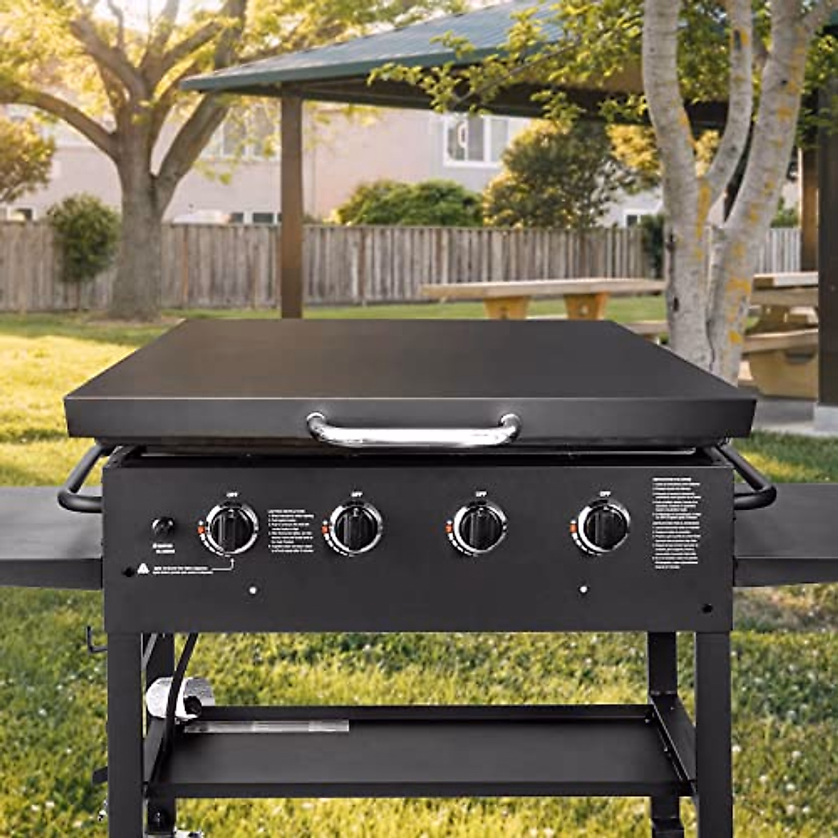 Hinged Lid for 36 inch Blackstone Griddle, Multi-Function Griddle Lid with LED Light, Pot Lid Rack, 4 Hooks, Blackstone Grill Accessories