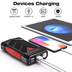 NEXPOW Portable Jump Starter,12V Car Battery Jump Starter Power Pack with USB Quick Charge (Up to 7L Gas or 5.5L Diesel Engine) Battery Booster with Built-in LED Light