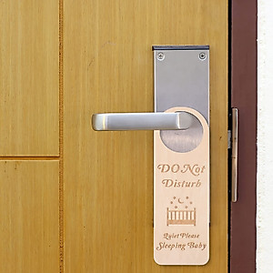 LUOZZY 2 Pcs Sleeping Baby Door Sign Wooden Shhh Baby Sleeping Door Sign Do Not Disturb for The Nursery Home Room - 22 + 18CM