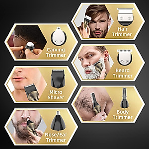 REHOYO Beard Trimmer for Men, Electric Razor Shavers for Men w/Case, Cordless Hair Clipper T-Blade Trimmer, Mens Grooming Kit for Nose Ear Body Face Mustache -180 Mins Shaving, Father Gifts for Him