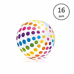 Intex Jumbo Inflatable Glossy Big Polka-Dot Colorful Giant Beach Ball (16 Pack)