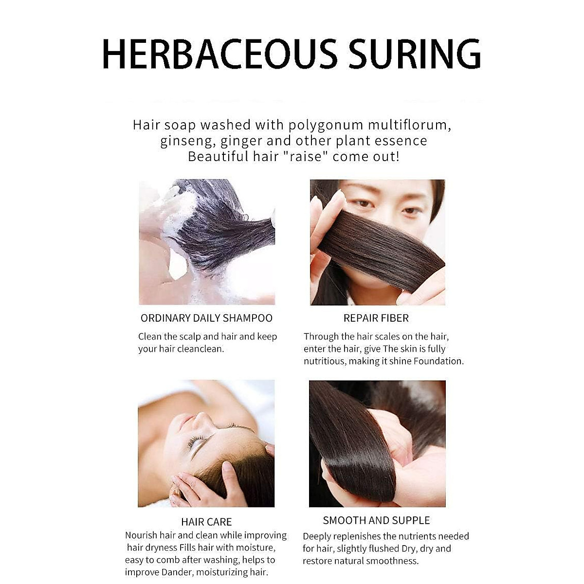 Hair Darkening and Regrowth Solid Shampoo Bar for Hair Loss Treatment for Men & Women (Polygonum multiflorum 2pcs)