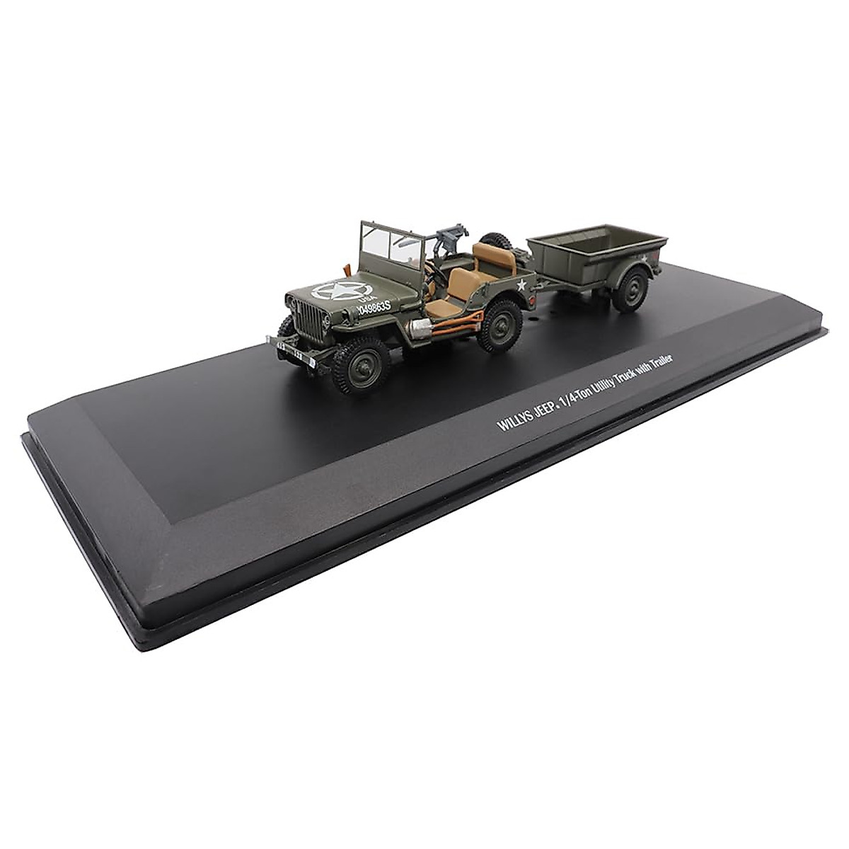 1:43 Scale Willys Jeep 1/4-Ton Utility Truck with Trailer - Militaria Diecast by Motorcity Classics