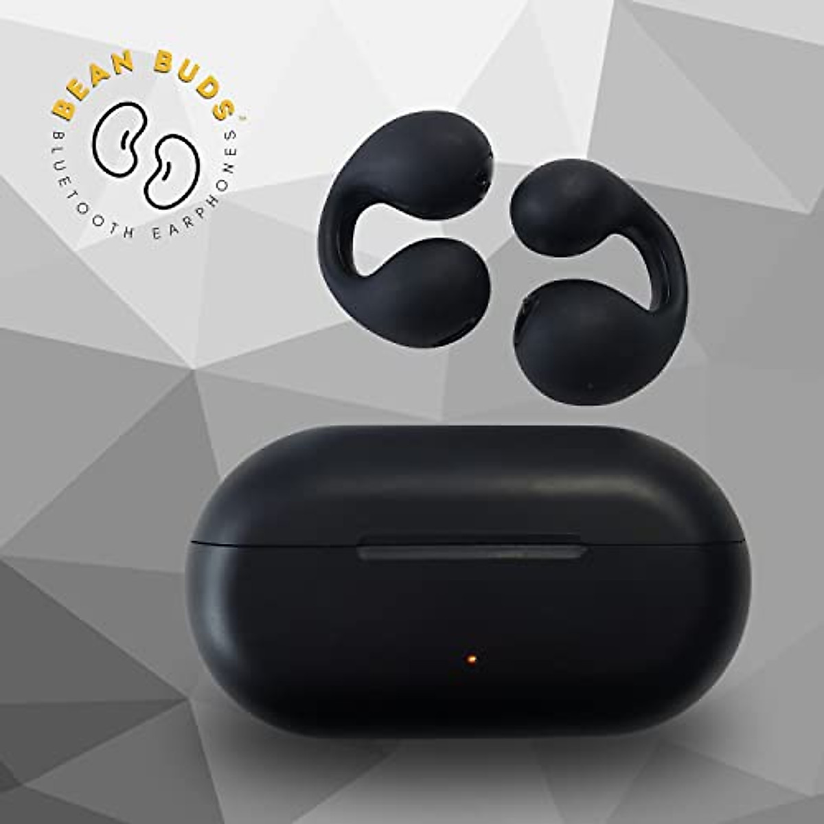 Bean Buds Bluetooth Earphones Wireless Earbuds, Open Ear Design (Black)