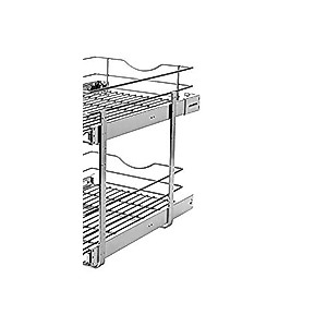 Knape & Vogt RS-DBLMUB-14-FN 14.625 inch W x 21.75 inch D x 16.25 inch H Double Tier Pull Out Cabinet Organizer, Frosted Nickel