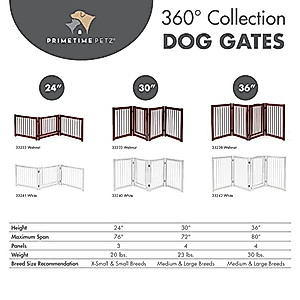 Primetime Petz 360 Configurable Dog Gate with Door – Indoor Freestanding Walk Through Wood Pet Gate,Walnut