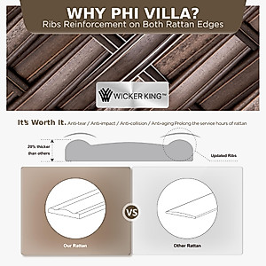 PHI VILLA Outdoor Patio Furniture 9 Seat Half-Moon Curved Sectional Oversized Wicker Sofa Set with Cushions, Beige for Poolside,Garden