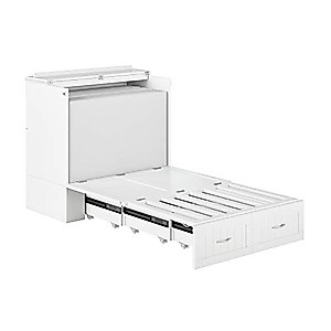 AFI Southampton Murphy Bed Chest with Charging Station, Twin XL, White