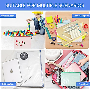 Omnifense 20pcs File Document Pouch B4 Letter Size, Versatile Mesh Plastic Zipper Bag for Office Supplies, School Stationery, Travel Organization, and Toy Storage, Waterproof Materials