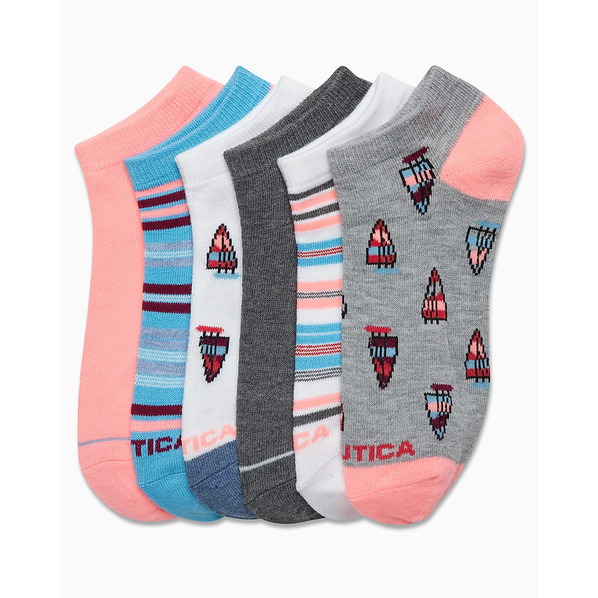 Nautica Women's Socks - Lightweight Athletic Low Cut Socks (6 Pack), Size 4-10, Heather Grey Asst