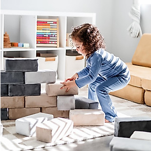 Plush Blocks - The Original Premium Plush Building Block for Kids - Certified Safe Foam Blocks in Luxuriously Soft Fabric Covers - Set of 24 (Castle Rock)