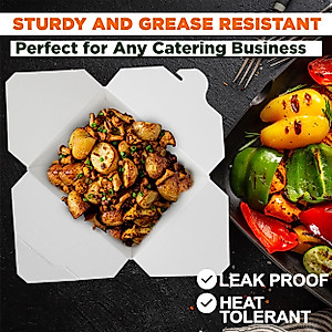 Fit Meal Prep 50 Pack 30 oz Paper Take Out Containers 5 x 4.2 x 2.5 - White Lunch Meal Food Boxes #1, Disposable To Go Packaging, Microwave Safe, Leak Grease Resistant for Restaurant and Catering