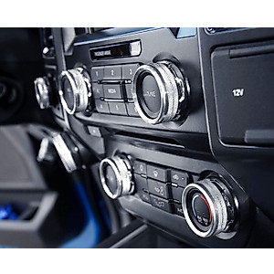 iJDMTOY 6pc-Set Silver Aluminum Air Conditioner Stereo Volume/Tune Trailer/4WD Switch Turner Covers Compatible with 2017-2020 Pre-LCI Ford SuperDuty F250 F350 F450 w/Rubber Turners