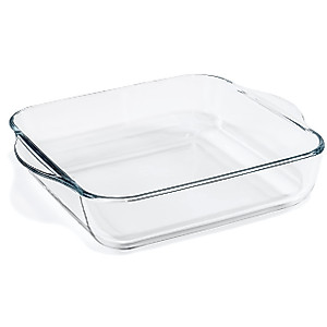 Red Co. 2 Qt Large 8.5” x 8.5” Square Clear Glass Casserole Baking Dish with Handles