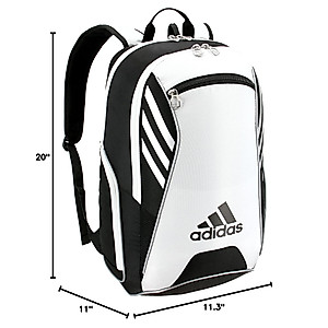 adidas Tour Tennis Racquet Backpack, Black/White/Silver Metallic, One Size