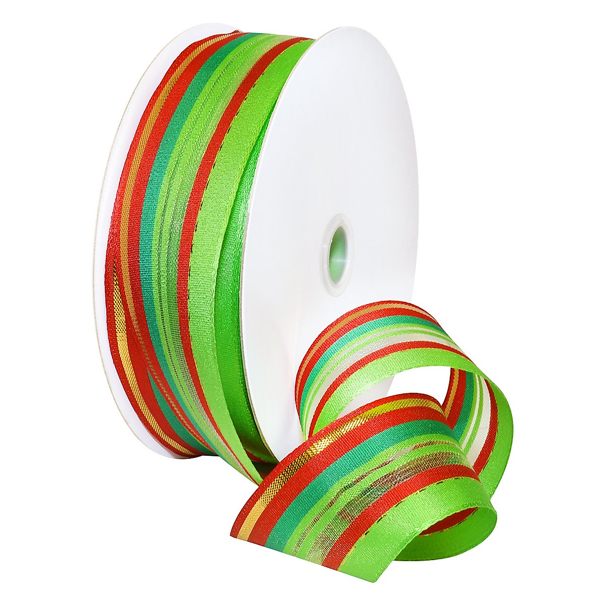 Morex Ribbon Wired Polyester Deco Holiday Ribbon, 1-1/2" x 50 yd, Red/Green