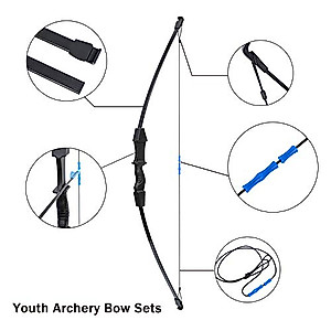Procener 40" Bow and Arrow Set for Kids, Archery Beginner Gift with 9 Arrows 2 Target Face, 1 Arm Guard and 1 Quiver, 18 Lb Recurve Bow Kit for Teen Outdoor Sports Game Hunting Toy (Black)