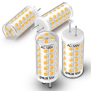 Heifymi GY6.35 LED Bulb 5W Equivanlent 50W Halgoen JC Type GY6.35/G6.35 Bi-Pin Base AC 100-240V Warm White 2700K for Chandeliers Pendant Under Counter Accent Kitchen Lighting, Non-Dimmable, 4 Pack