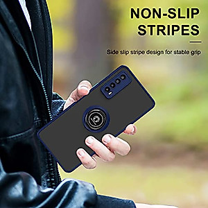 Lokyoo Shockproof Case for TCL Stylus 5G 2022, with 2 Pack Tempered Glass Screen Protector, Military Grade Phone Cover with Support Magnetic Car Holder Metal kicktand for TCL Stylus 5G-Blue