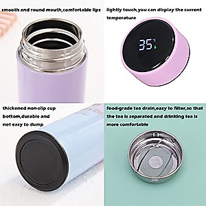 Smart Water Bottle Insulated Water Bottle Coffee Bottle Travel Coffee Mug Flasks for Hot and and Cold Drinks 16.9 oz/500ml (Gradient pink))