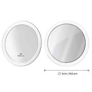 FRCOLOR 10X Magnifying Mirror with 3 Suction Cups, Cosmetic Make Up Mirror Pocket Mirror Travel Makeup Mirror 5.9 Inch, Used for Precise Makeup - Eyebrows/Tweezing (White)