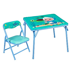 CoComelon Table & Chair Set for Toddlers 24-48M, Includes 1 Table & 1 Chair - Sturdy Metal Construction, Table: 20" L x 20" W x 16.4" H, Chair: 12" L x 11.6" W x 17.7" H - Weight Limit: 70 lbs